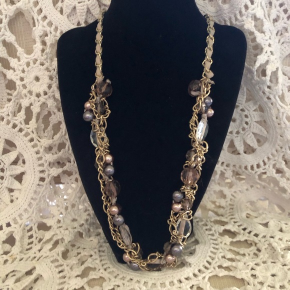 LOFT | Jewelry | Vintage Loft Gold And Purple Beaded Necklace | Poshmark
